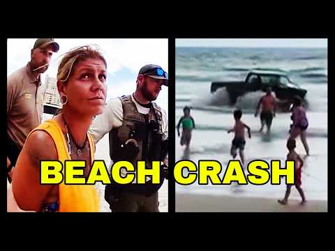 Woman crashes into the ocean after hitting beach toll booth
