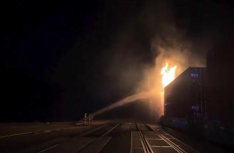Railcar battery fire forces closure of Cajon Blvd. through the pass
