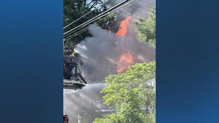 Firefighters battling flames at Franklin residence
