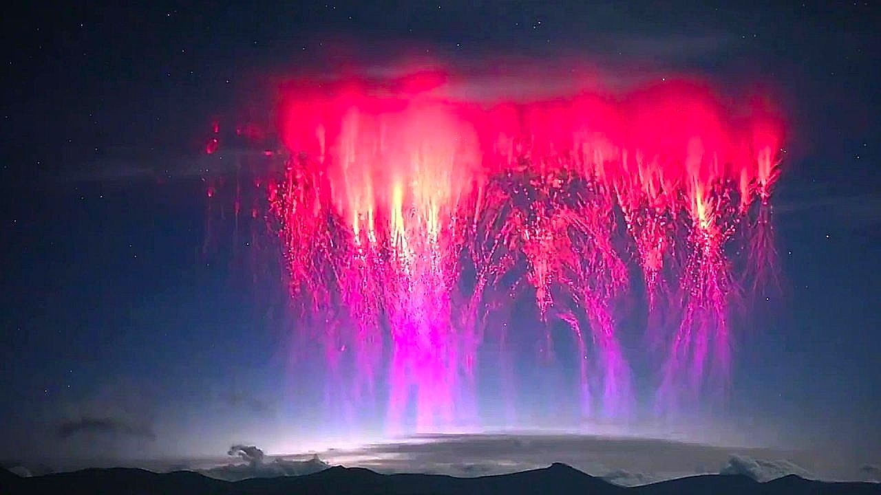 Rare red sprites light up the sky above Tibet in stunning storm footage