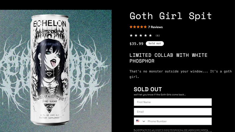 Goth girl spit beverage becomes bestseller as Echelon clarifies ...