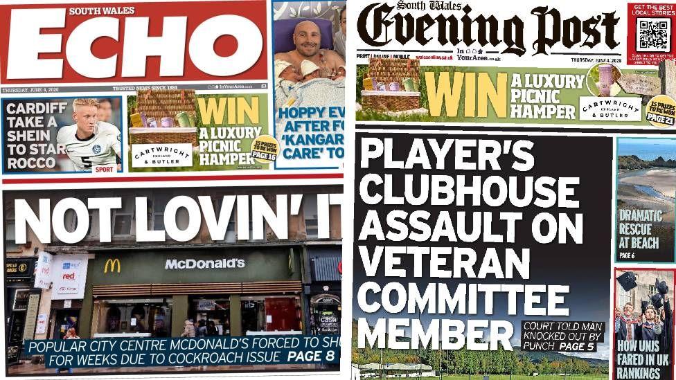 Wales' papers: McDonald's cockroach infestation and rugby player ...