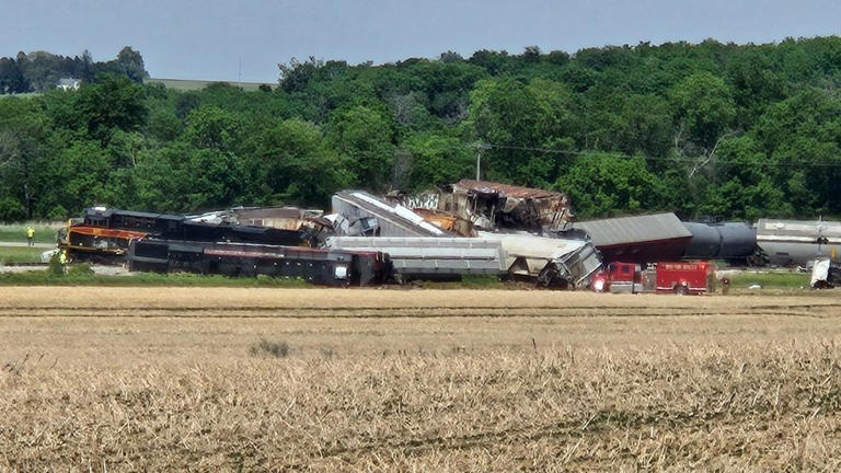 One dead, one airlifted after train hits semi near Victor; 17 cars derail
