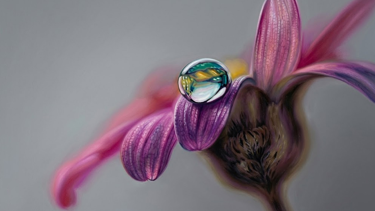 Stunning water droplet art with soft pastels and Pitt pencil techniques