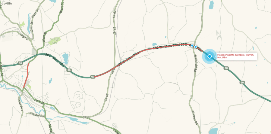 Portion of I-90 eastbound closed in Warren due to fuel spill