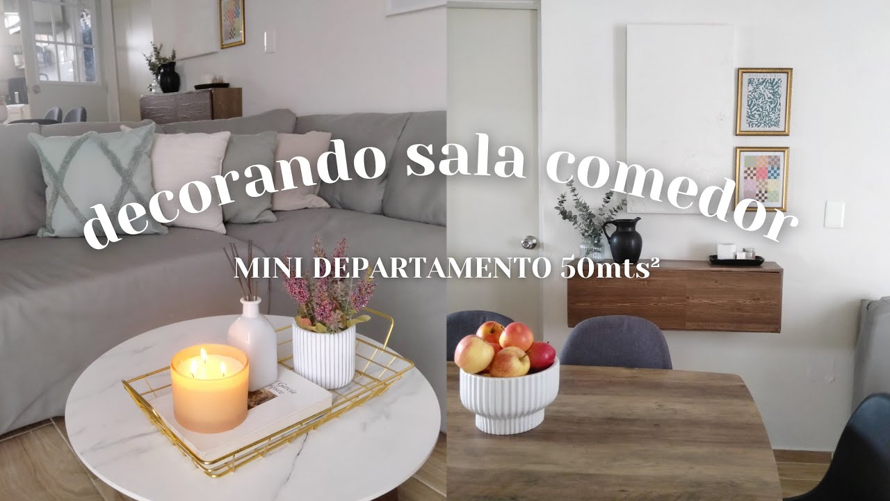 Decoración de sala y comedor pequeño en casa Infonavit