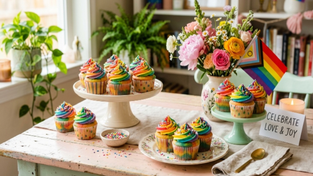 A sweet way to celebrate Pride Month: Rainbow cupcakes and love