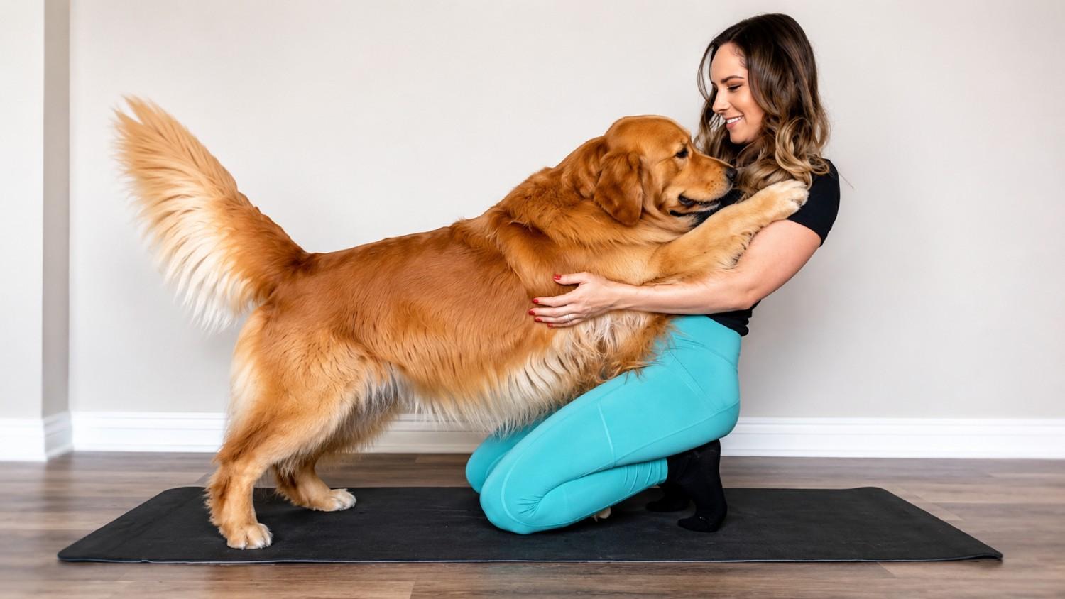 My dog turns workouts into hug time