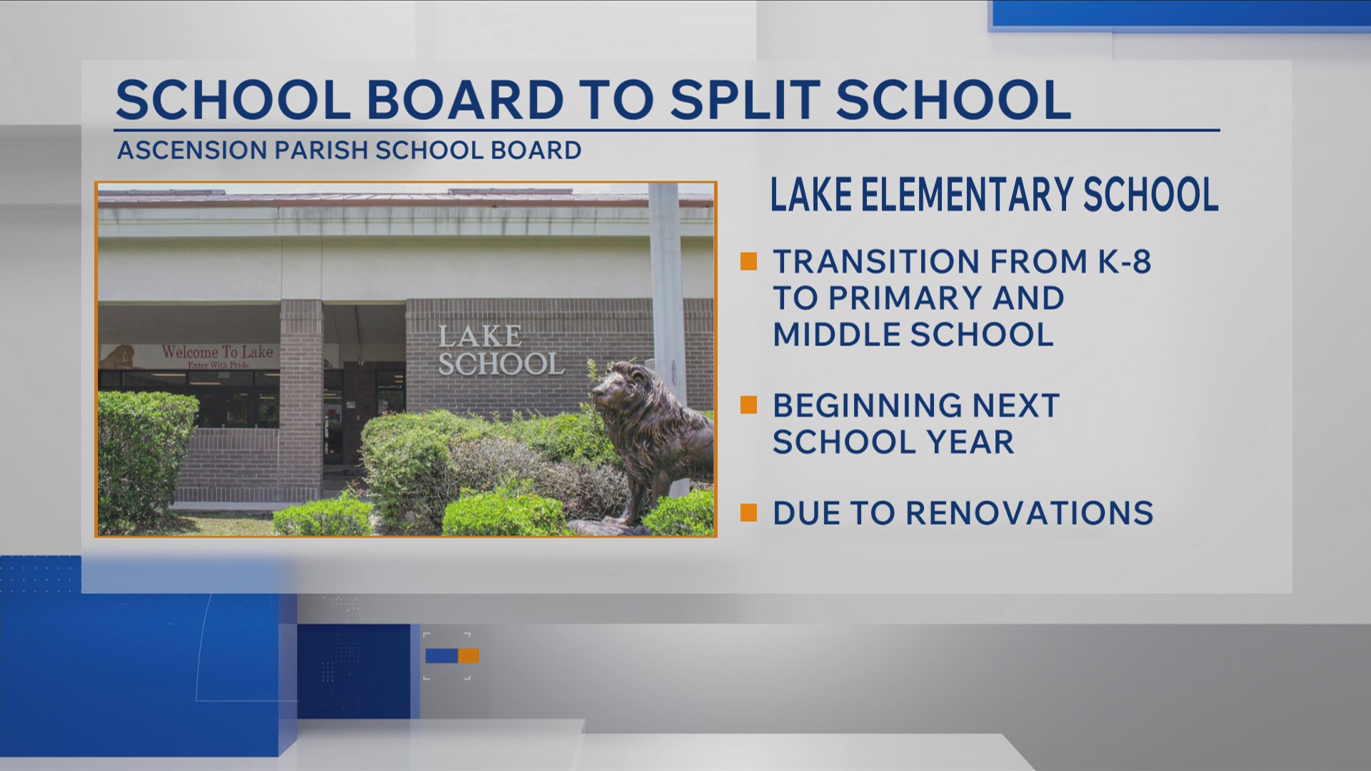 Ascension Parish School Board approves Lake Elementary split into two ...