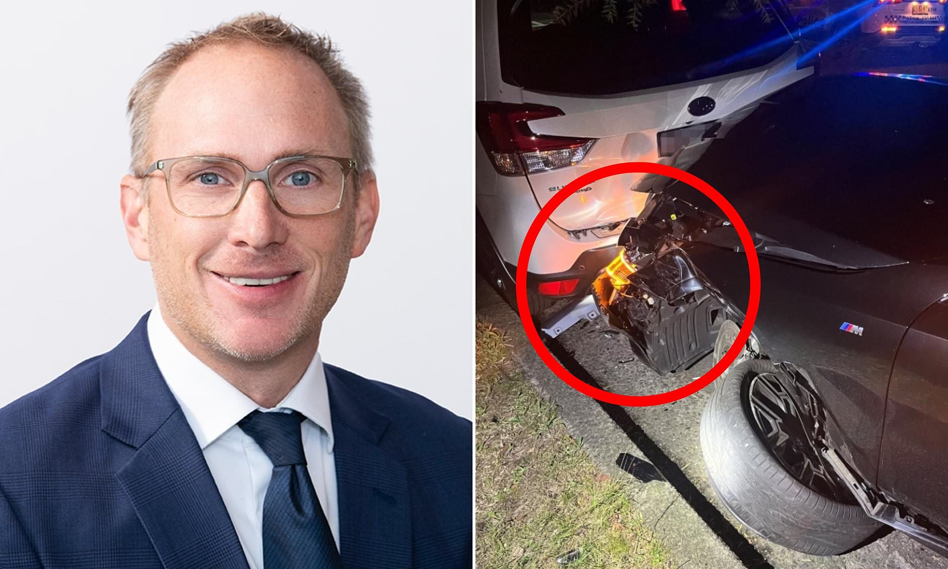 Corporate titan is alleged to have crashed his BMW into five cars ...