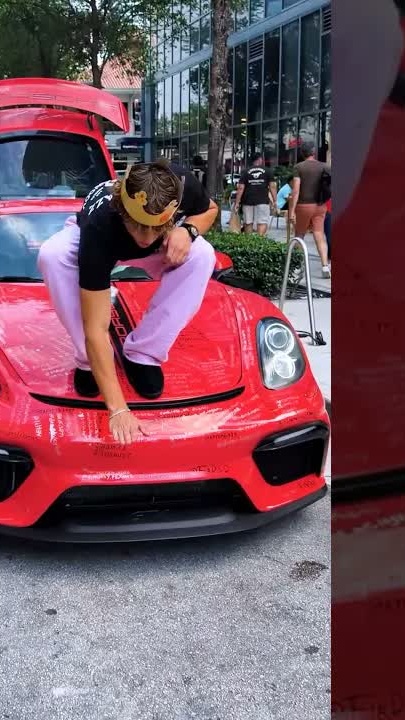 Writing my subscribers on my Lambo!