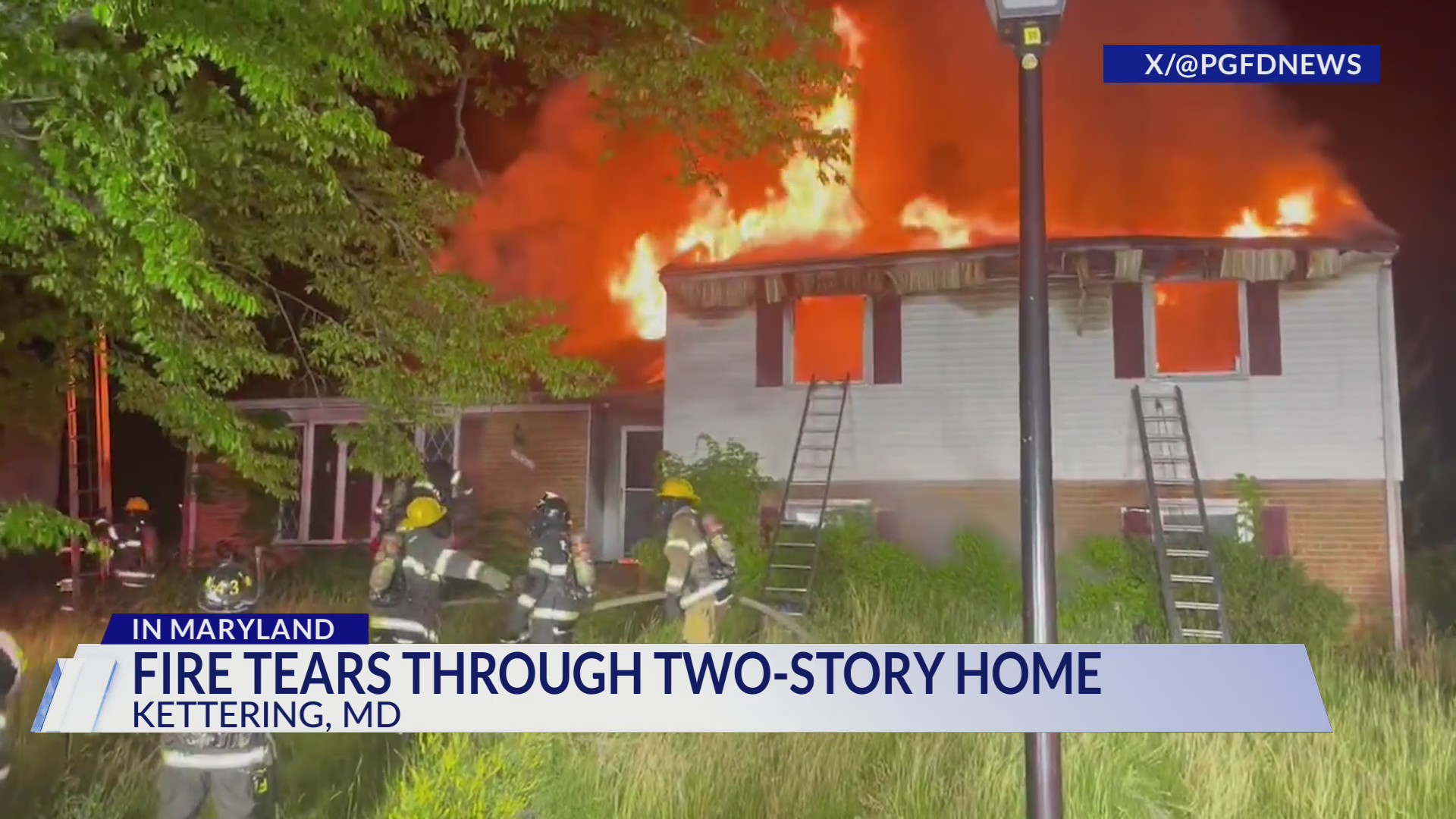 Fire swallows roof of Prince George’s County home, no injuries reported