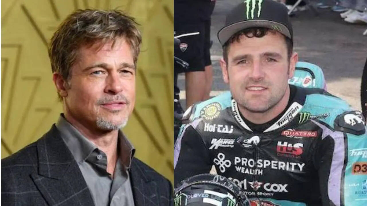 Brad Pitt reacts in shock during dangerous Isle of Man TT motorcycle ...