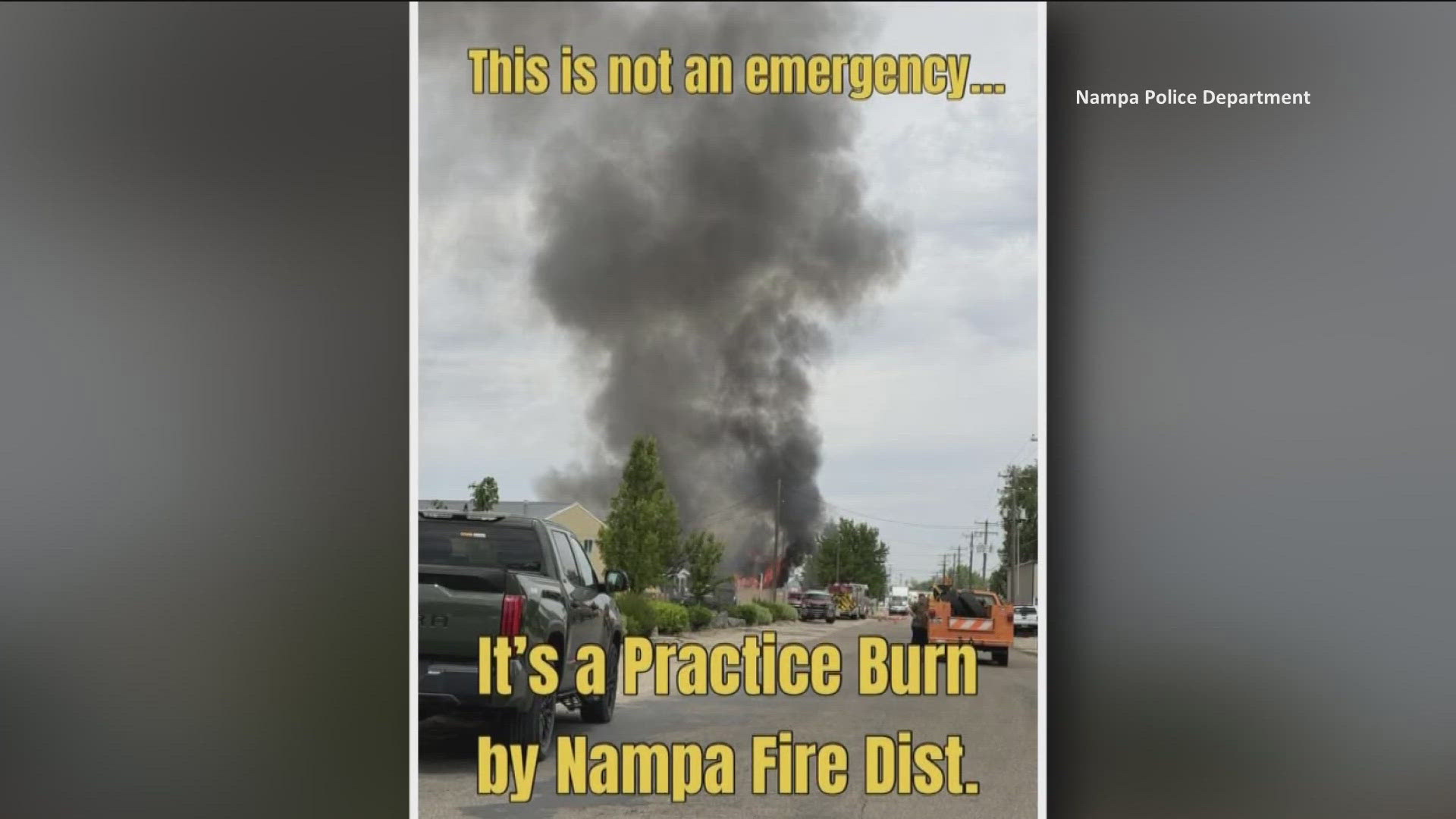 Seeing smoke? Nampa Fire practice burn casts black column