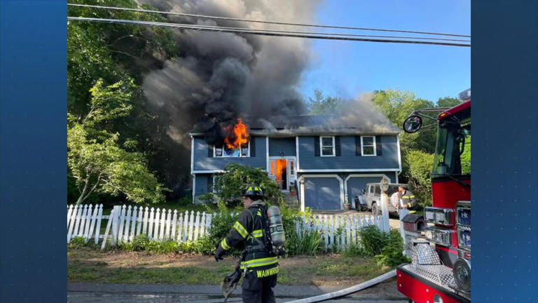 Firefighters battling flames at Franklin residence