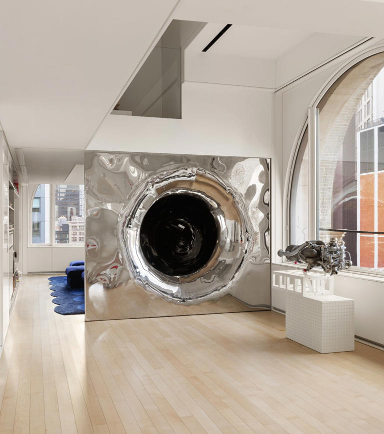 No need to take the stairs in this NYC penthouse with a 4-story steel ...