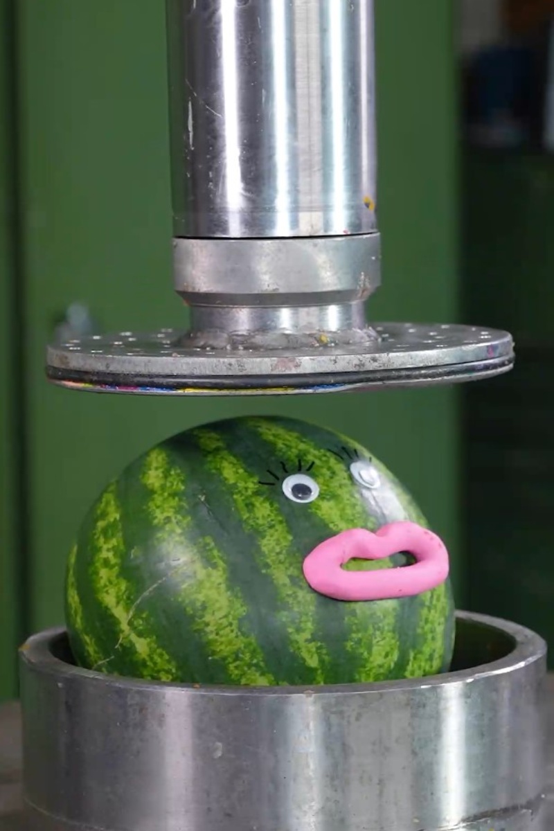 Hydraulic press vs watermelon with funny face
