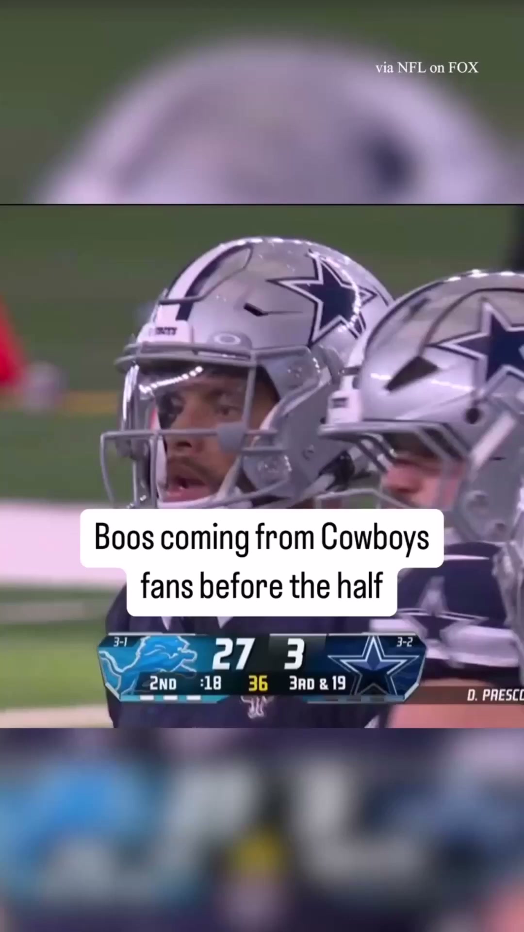Cowboys fans boo team during Lions game