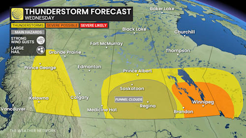 Tornado warning issued in southern Manitoba as severe storms fire up