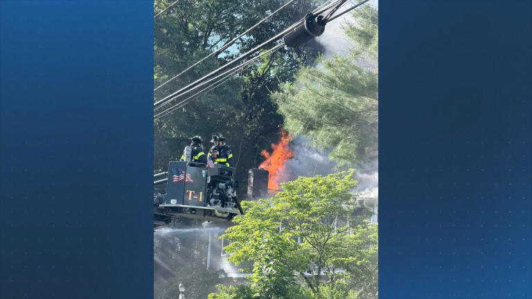 Firefighters battling flames at Franklin residence