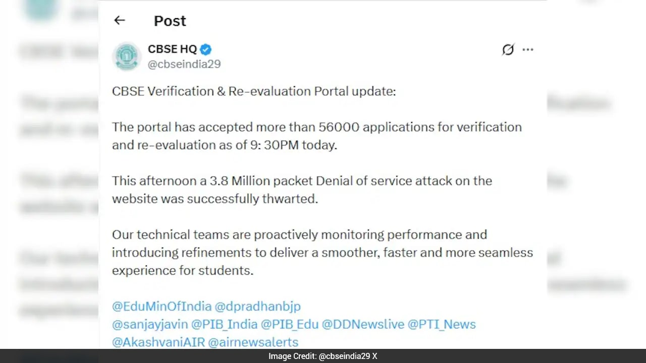 CBSE re-evaluation portal gets 56,000 applications; major cyber attack ...