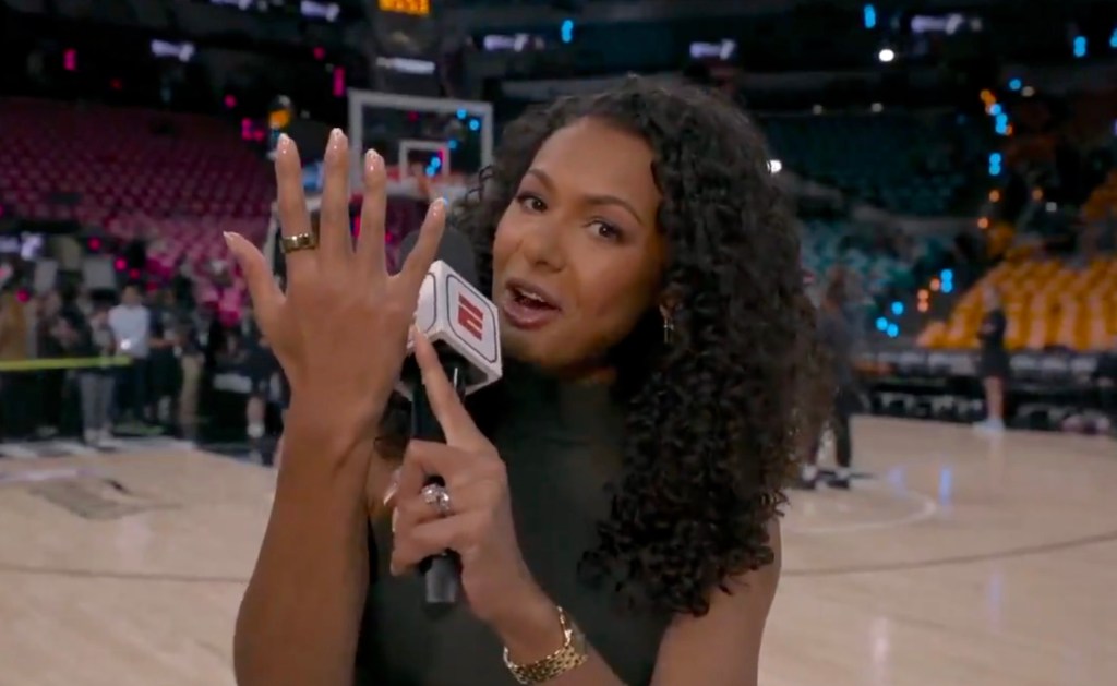 Malika Andrews loses audio during Mitchell Robinson update at NBA Finals