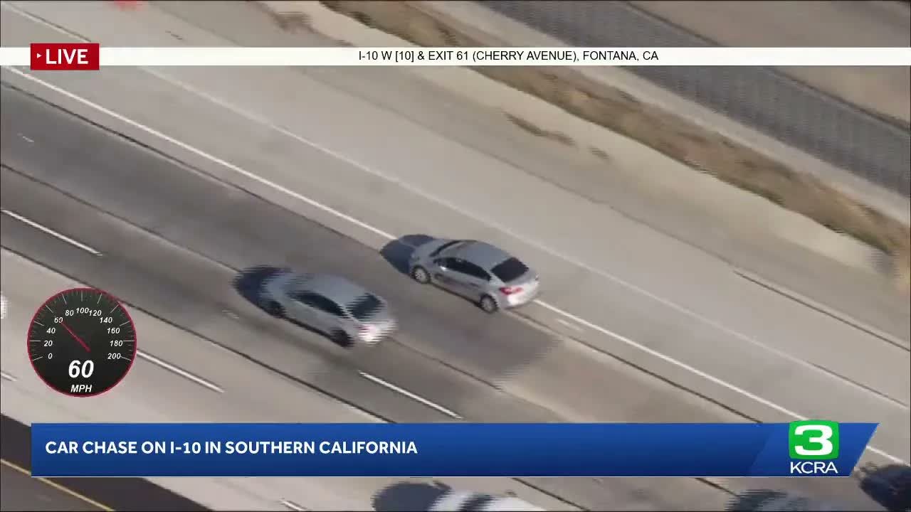 Intense I-10 car chase in Los Angeles County