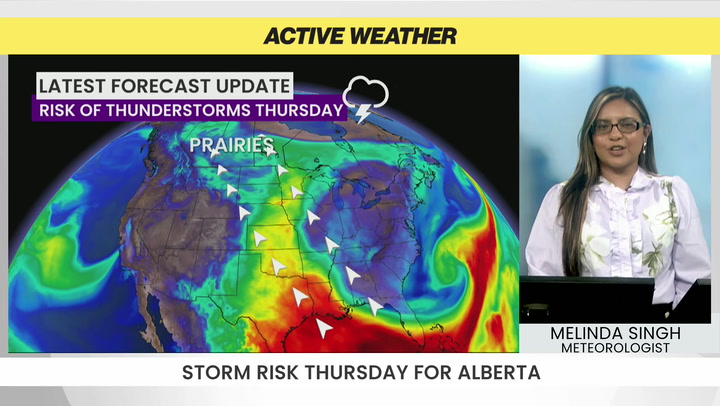Risk for thunderstorms for Alberta on Thursday