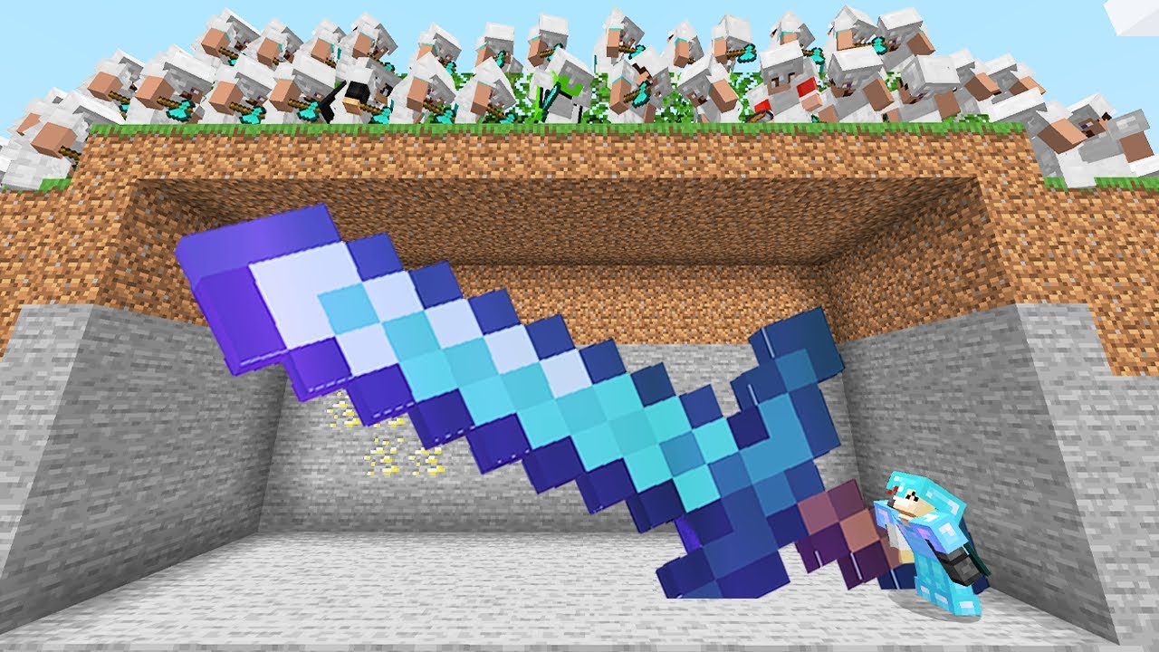Minecraft manhunt but I secretly used GIANT weapons