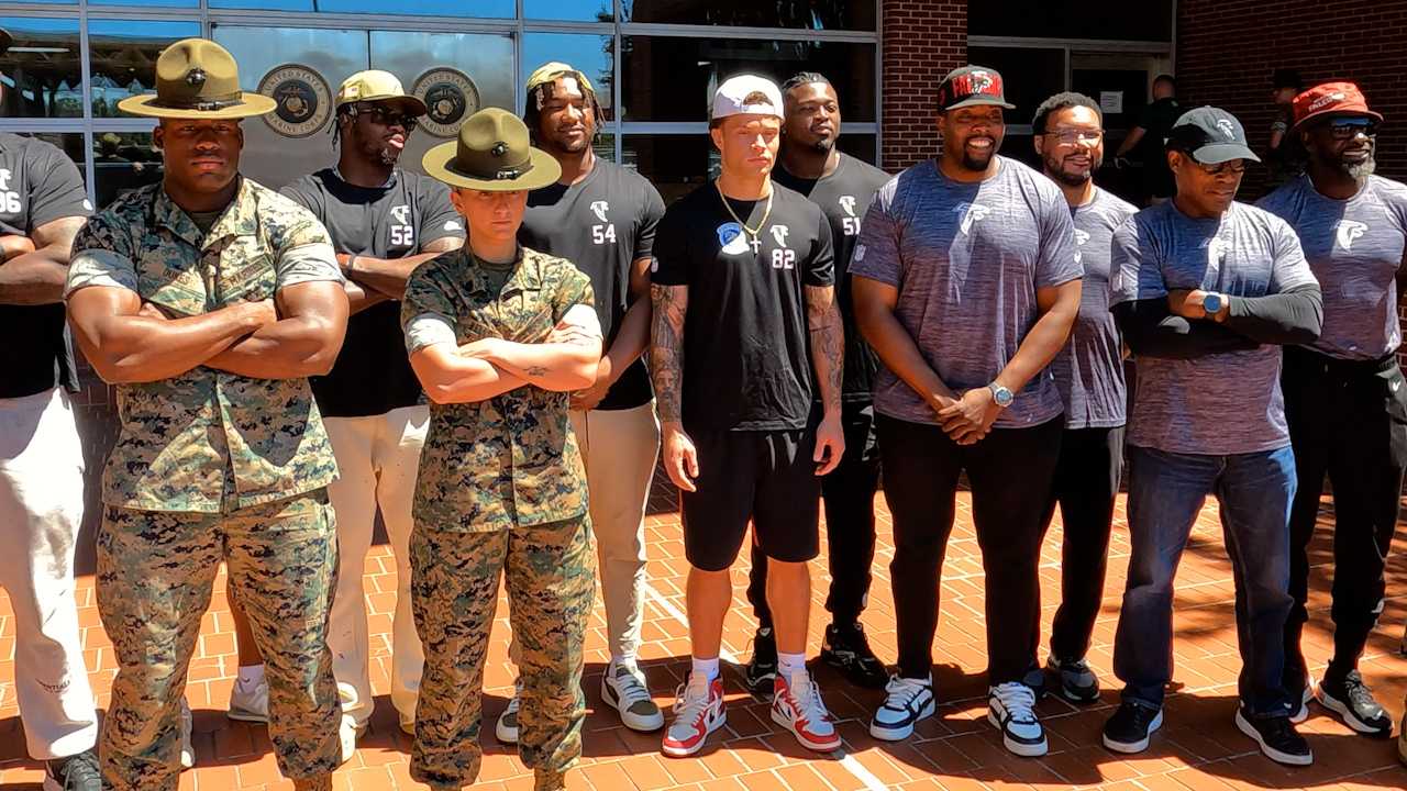 Falcons trade football field for Marine Corps training