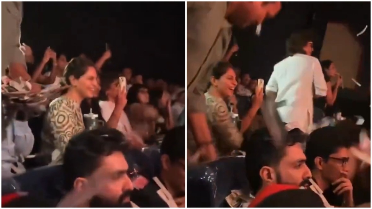 Upasana joins fans, showers confetti at Ram Charan's Peddi screening. Video