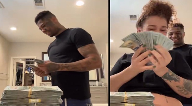 Blueface gives pregnant girlfriend Nevaeh $20K cash on stream: "I got ...