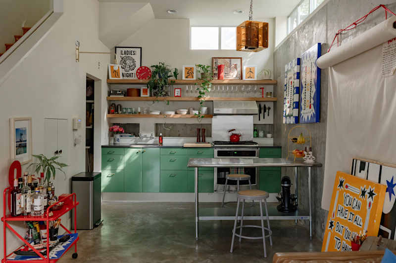 An Austin rental's green kitchen was painted with car paint - and it's ...