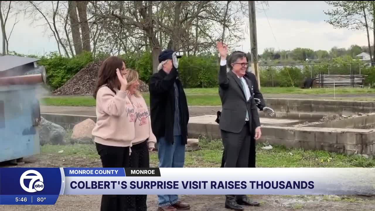 Colbert's surprise visit raises thousands