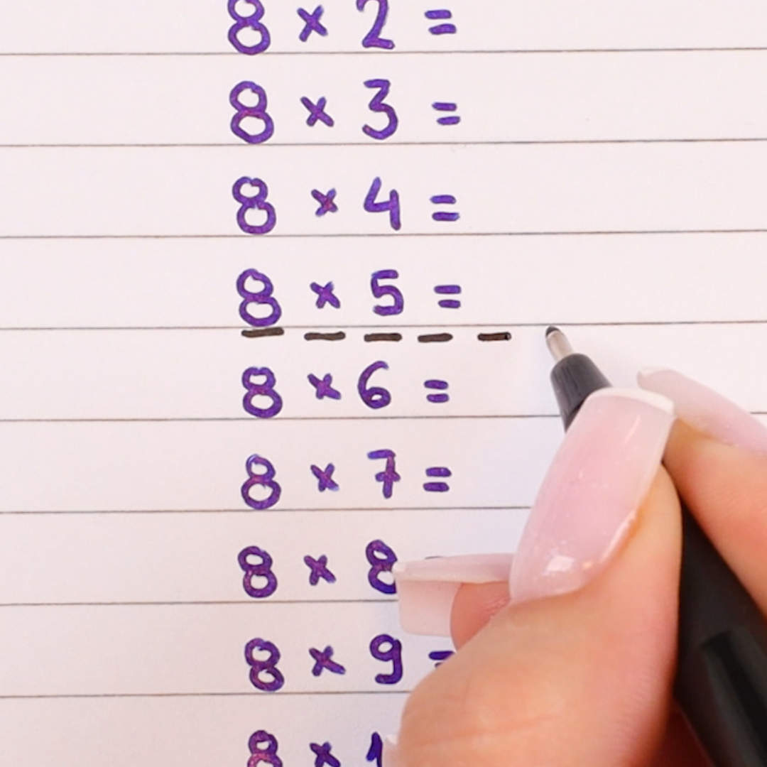Learn multiplication with table 8 ️📖