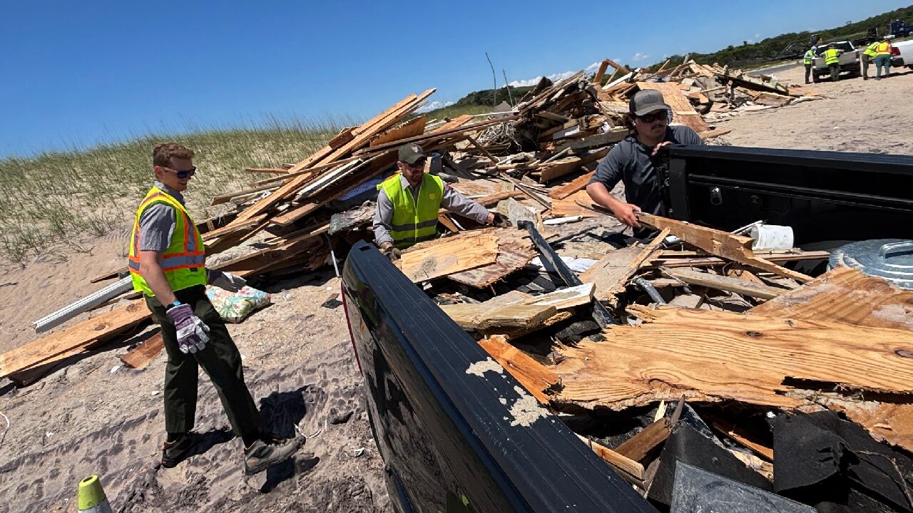 Debris removal underway following last night’s Buxton beach house collapse