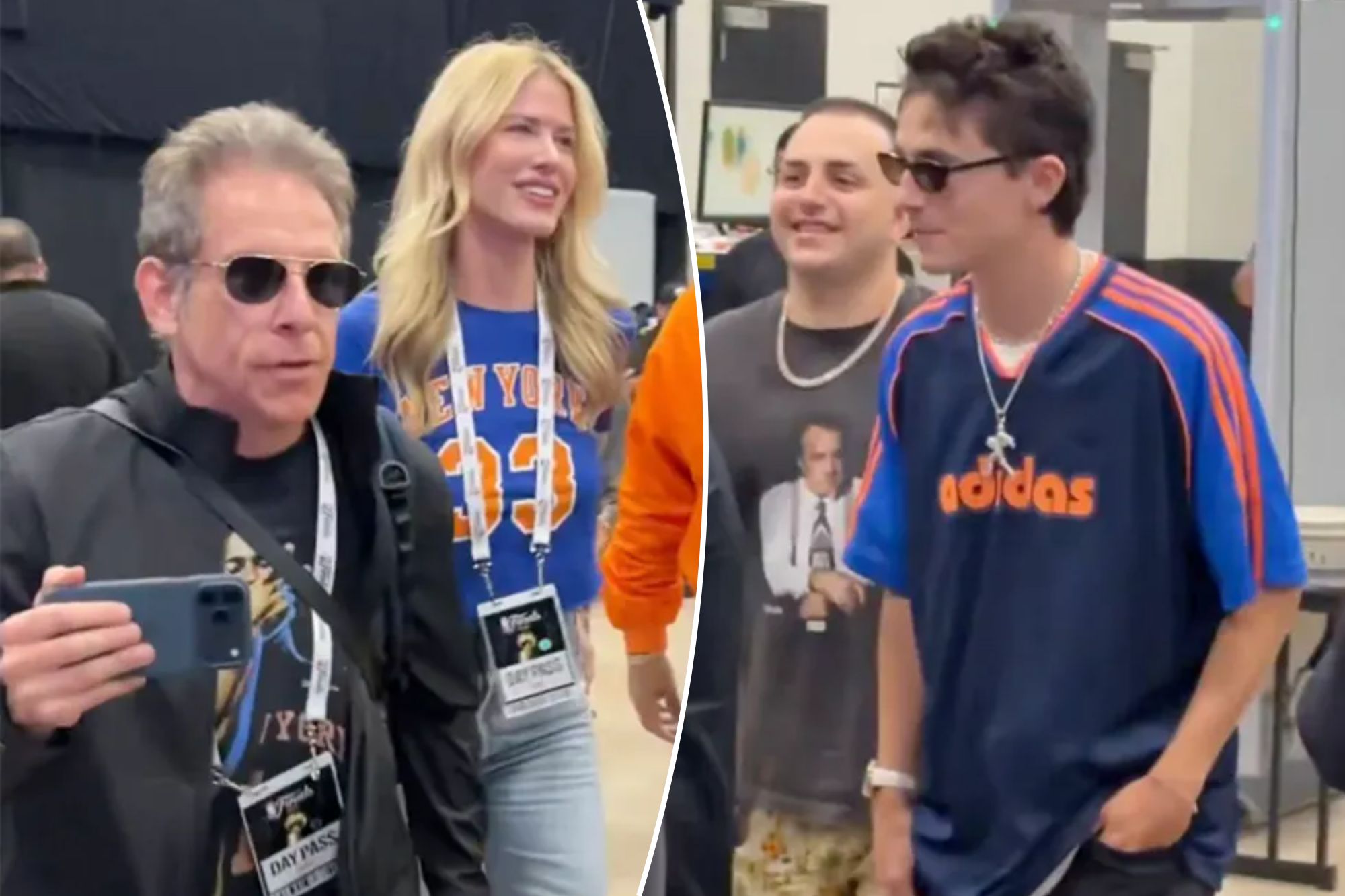 Knicks’ celebrities led by Ben Stiller, Timothée Chalamet invade San ...