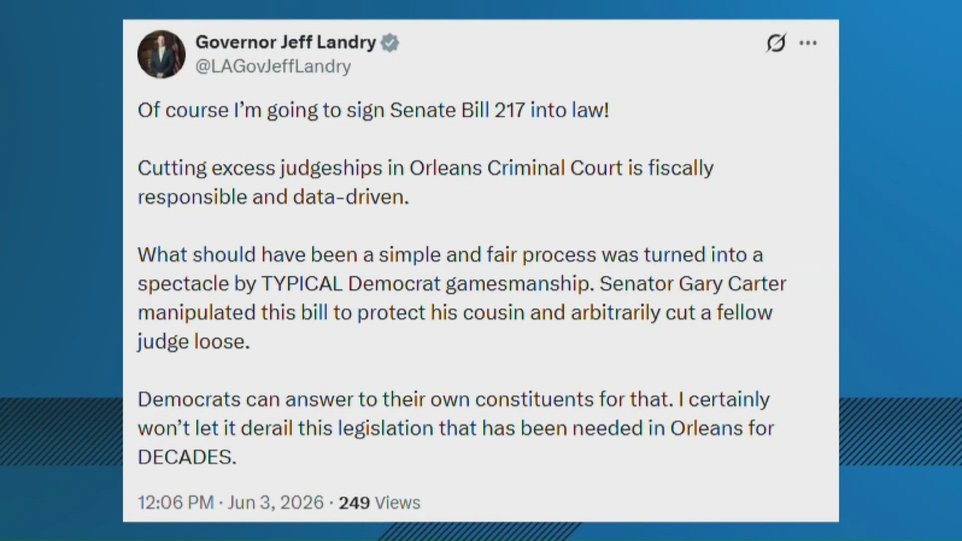 Gov. Landry to sign controversial bill that will reduce judges in ...