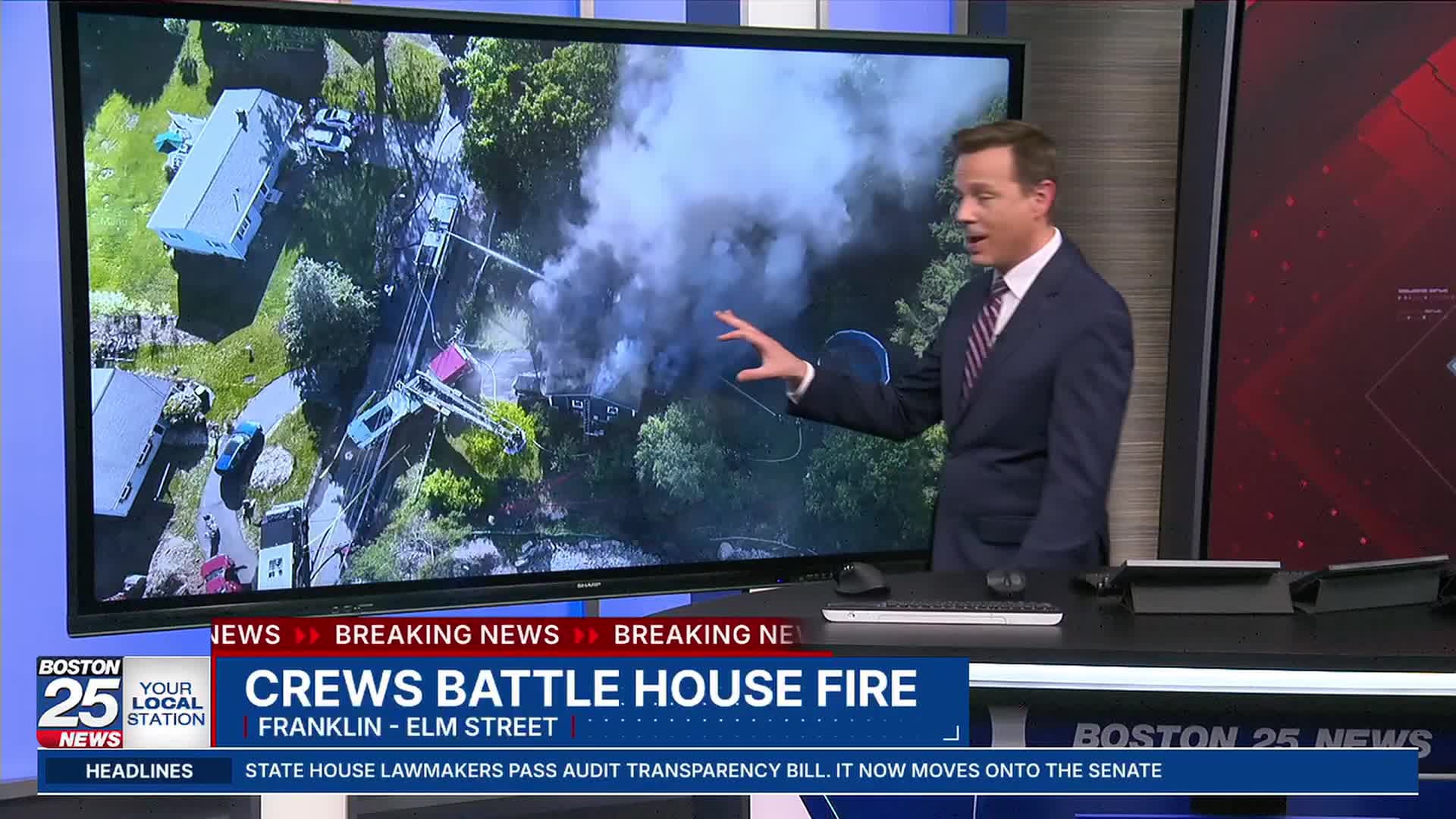 Firefighters battling flames at Franklin residence