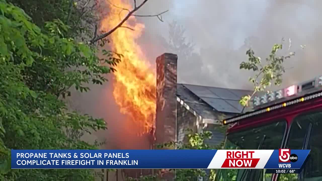 Propane tanks, solar panels complicate 3-alarm fire at Franklin, Mass ...