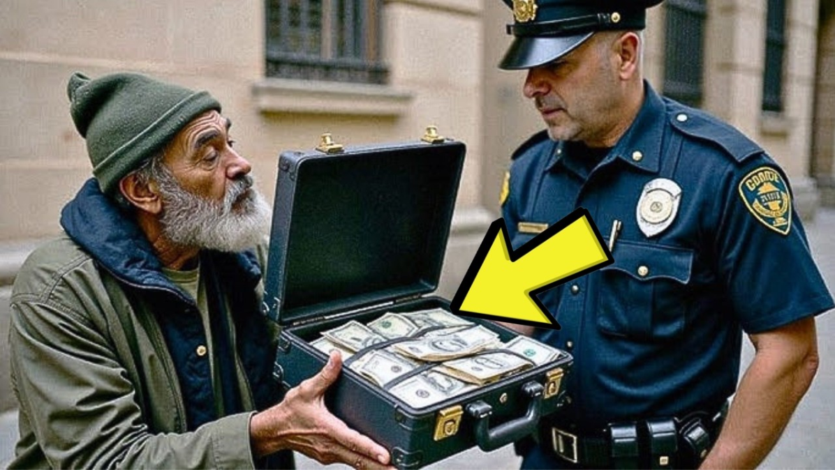 Homeless man keeps pointing at suitcase, officer turns pale when he ...