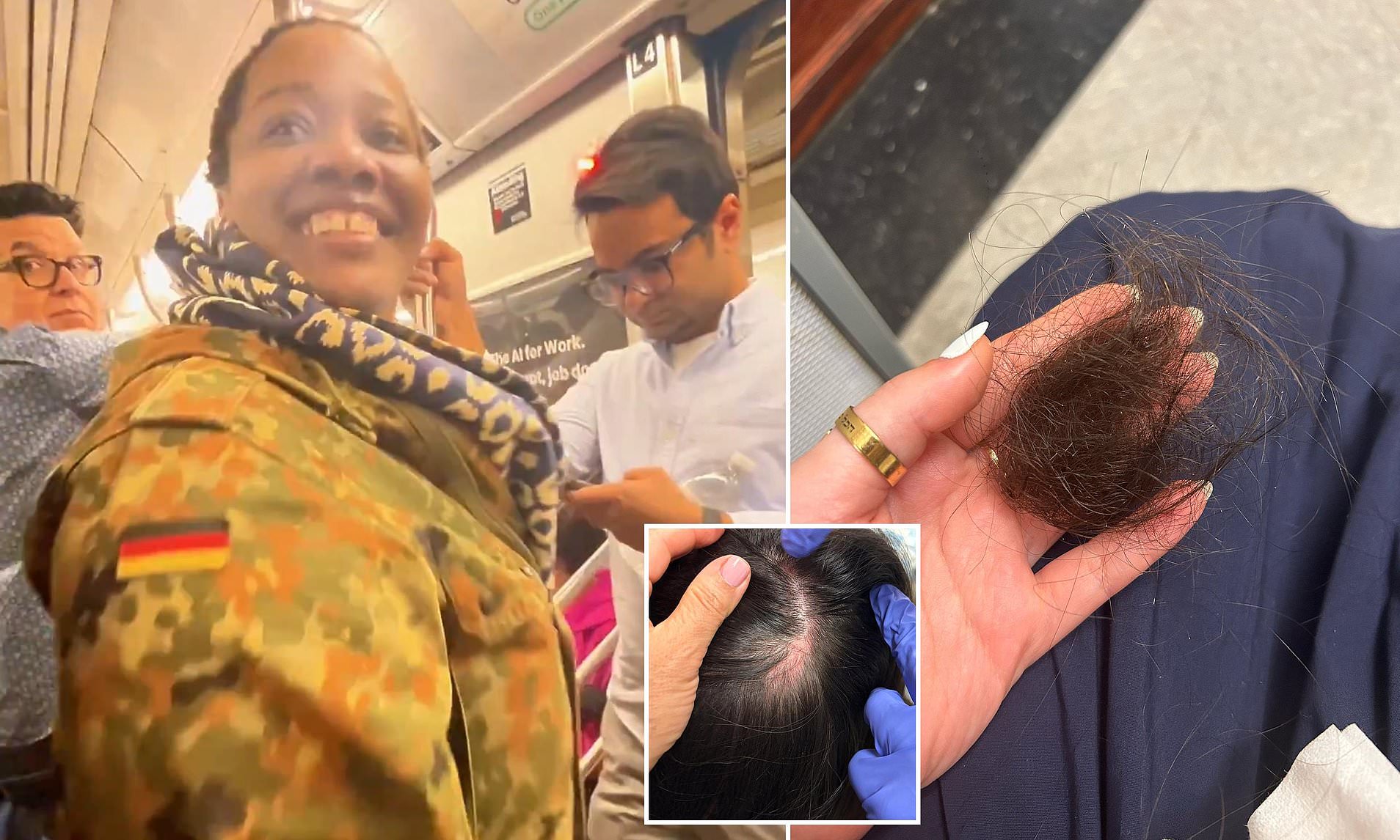 Vile NYC subway anti-Semite filmed ripping at Jewish woman's hair