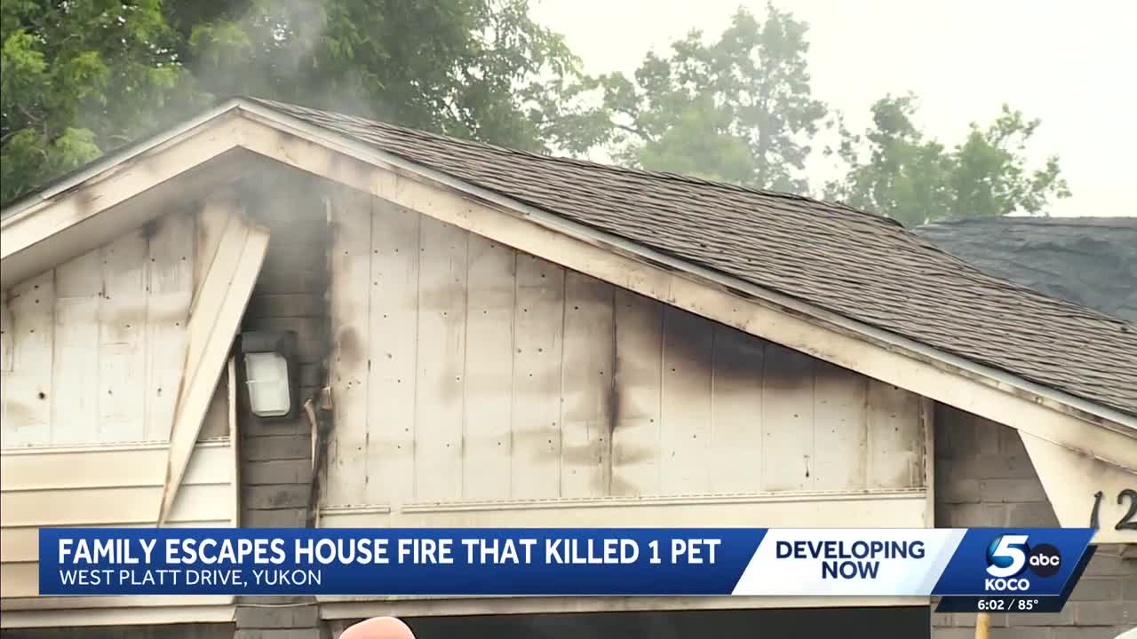 Pet dies, home considered a total loss after fire in Yukon neighborhood