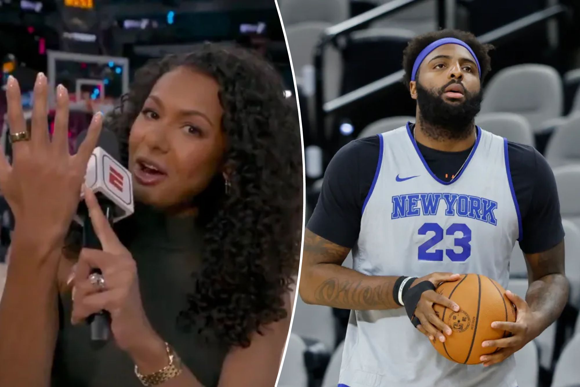 Malika Andrews loses audio during Mitchell Robinson update at NBA Finals