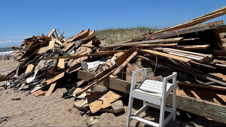 Debris removal underway following last night’s Buxton beach house collapse