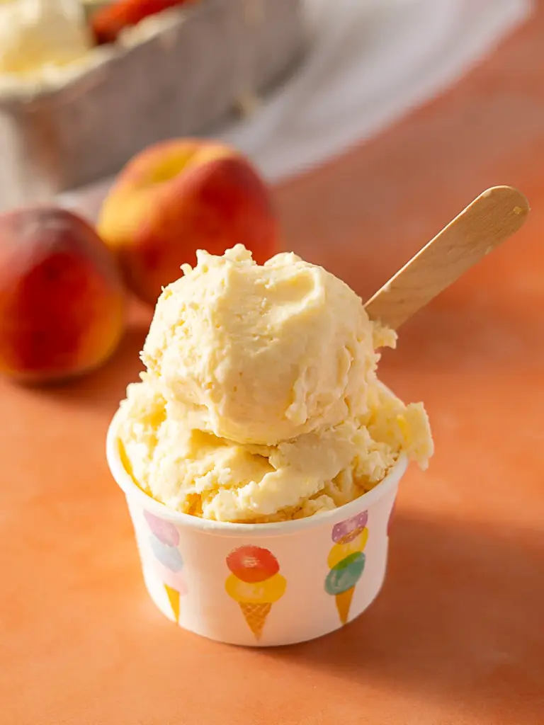 Easy homemade peach ice cream that feels like a southern treat