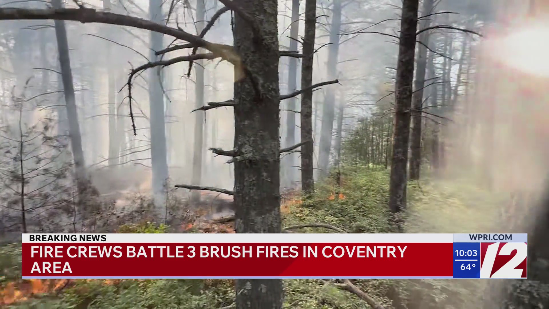 2 firefighters injured battling Coventry brush fire