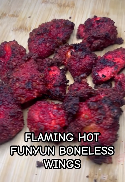 Flamin’ Hot Funyun boneless wings 🔥🍗🧅 Riley’s stupid recipes… crunchy ...