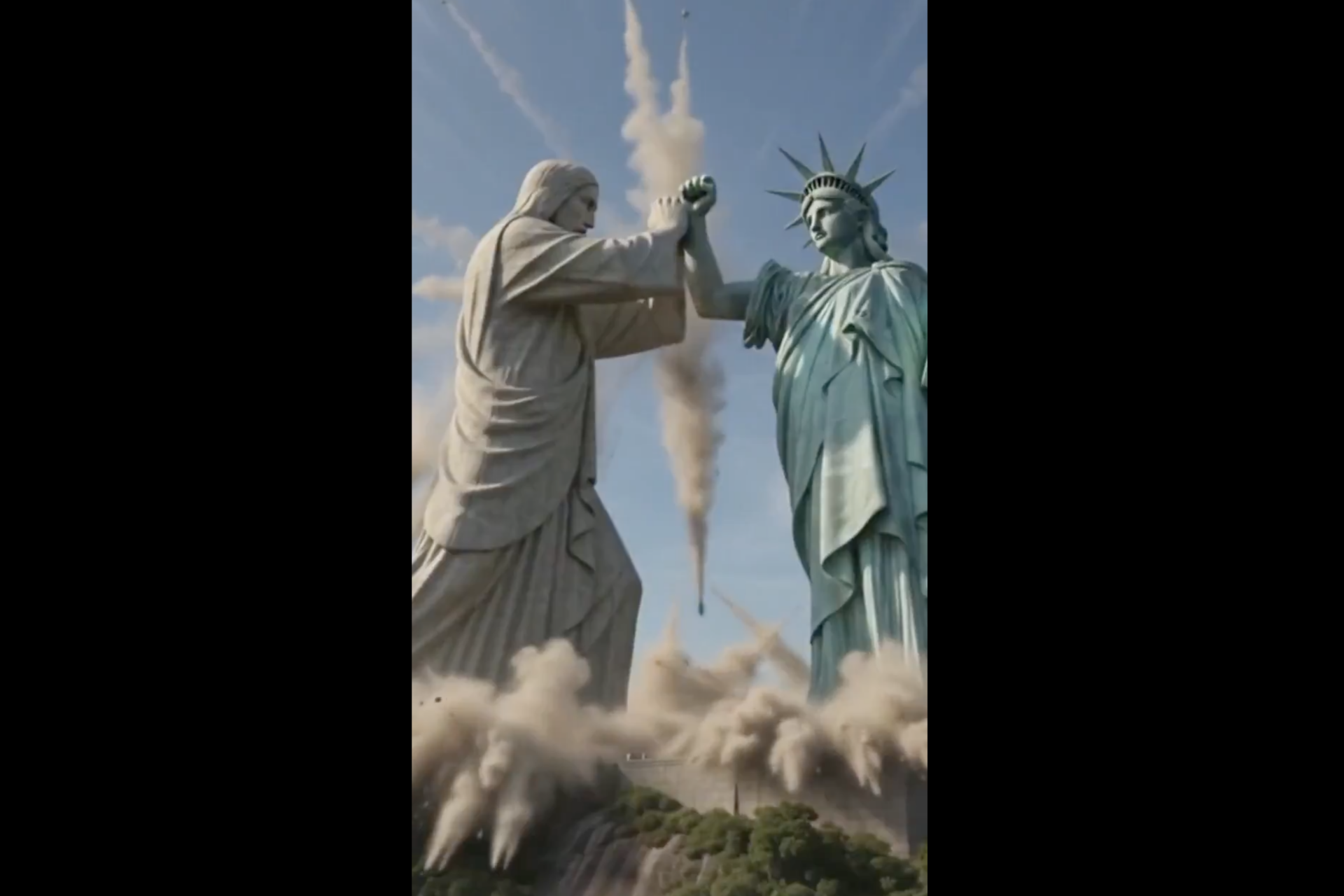 The battle of Brazil's Christ the Redeemer against the Statue of Liberty