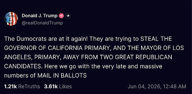 Trump launches probe into California election delays and claims ...